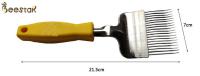 China Durable Yellow Hive Tools stainless steel Honey Uncapping fork with plastic handle for sale