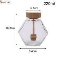 China 220ML Glass Jam Sauce Clear Honey Jar Hexagon Glass Honey Bottles for sale