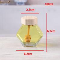 China 100ML Transparent Hexagon Honey Jars Jam Sauce Hex Honey Jars for sale