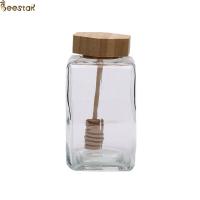 China 380ML Clear Glass Honey Jar And Spoon Jam Sauce Jar Storage Bottles & Jars for sale