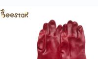 China Hands Protecting Honey Beekeeping Gloves With White Canvas And Red Rubber for sale