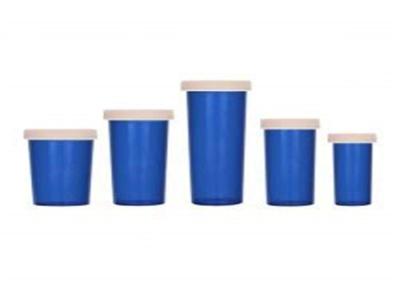 China Blue 13DR Child Resistant Vials , Even Thickness Wall Child Resistant Bottles for sale