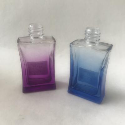 China Painted Color Gradient Glass Perfume Bottles 50ml Spray With Screw Cap for sale
