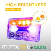 China DC12V Cg125 125cc Dual Color White Amber Glass Lampshade LED Headlights 4x6 inch for sale