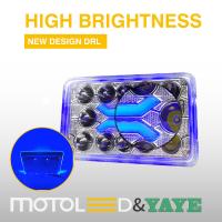 China DC12V Cg125 125cc Dual Color White Amber Glass Lampshade LED Headlights 4x6 inch for sale