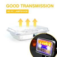 China DC12V Cg125 125cc Dual Color White Amber Glass Lampshade LED Headlights 4x6 inch for sale