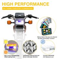 China DC12V Cg125 125cc Dual Color White Amber Glass Lampshade LED Headlights 4x6 inch for sale