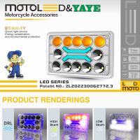 China DC12V Cg125 125cc Dual Color White Amber Glass Lampshade LED Headlights 4x6 inch for sale