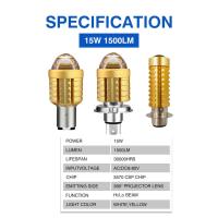 China 15W Brightest H4 Led Bulb Motorcycle 1500LM Bicolor Moto Led Headlight for sale