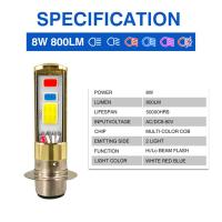 China Red Blue White P15D H6M Led Bulb DC12V 8W 800LM Motorbike Headlight Bulb for sale
