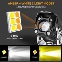China Long Life YAYE Motorcycle Led Driving Fog Lights 60W Amber And White Projector Lights for sale
