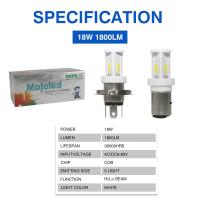 China Motorcycle Headlight AC/DC 8-80V H4 HS1 BA20D H6 P15D H6M 18w 1800LM Ceramic Led Bulb for sale