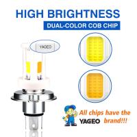 China AC/DC 8-80V H4 HS1 BA20D H6 18w Dual Color White Yellow Ceramic Motorcycle Led Headlight for sale