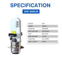 China AC/DC 8-80V Voltage White LED Chip Motorcycle Headlight Bulb P15D H6M High Low Beam for sale