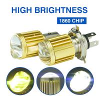 China Motorcycle LED Headlight H4 HS1 H6 Ba20D Dual Color White Yellow True High Low Beam AC DC for sale