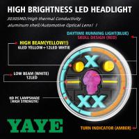 China Yellow White LED Red Skull Motorcycle Headlight 3030SMD IP67 Waterproof for sale