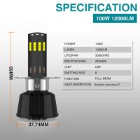 China YAYE 100W 12000LM 8 Side Emitting H4 Led Motorcycle Headlight with Durable and Design for sale