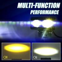 China Motorcycle LED Spot Lamp 20W 2000LM High and Low Beam Dual Color External Square Lens for sale