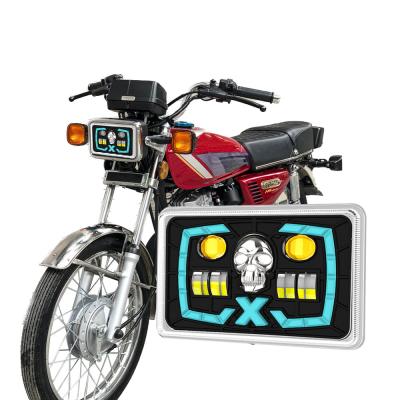 China CG125 Motorcycle LED Headlight with Red Skull DRL 18LED Chip and 50000 Hours Lifespan for sale