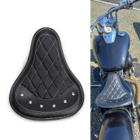China Black Motorcycle Front Driver Leather Pillow Solo Seat Cushion for Harley Custom Chopper Sportster Bobber Honda Yamaha Kawasaki for sale
