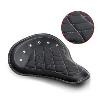 China Black Motorcycle Front Driver Leather Pillow Solo Seat Cushion for Harley Custom Chopper Sportster Bobber Honda Yamaha Kawasaki for sale