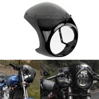 China Motorcycle Front Mask Headlight Fairing Cover Universal Fit For 7inch Headlight Handlebar Fairing Windshield For Harley Honda for sale