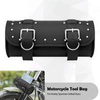China Motorcycle Bag Front Rear Fork Tool Saddlebag for Sportster Dyna Softail Chopper Bobber Cruiser PU Leather Luggage Bags for sale