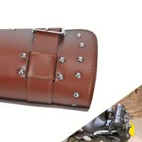 China Motorcycle Bag Front Rear Fork Tool Saddlebag for Sportster Dyna Softail Chopper Bobber Cruiser PU Leather Luggage Bags for sale