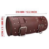 China Motorcycle Bag Front Rear Fork Tool Saddlebag for Sportster Dyna Softail Chopper Bobber Cruiser PU Leather Luggage Bags for sale