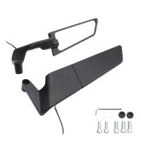 China Universal Black Aluminum Alloy Glass Motorbike Wing Rearview Side Mirrors Large Wing Mirror for sale
