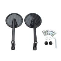 China Long Pole Rearview Mirror Motorcycle Universal Retrofit Retro Round Mirror Carbon Fiber Rearview Reflector for sale