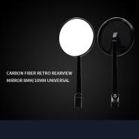 China Long Pole Rearview Mirror Motorcycle Universal Retrofit Retro Round Mirror Carbon Fiber Rearview Reflector for sale
