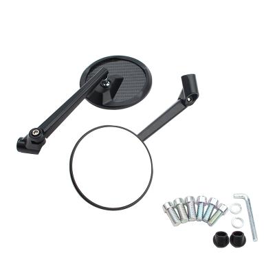 China Long Pole Rearview Mirror Motorcycle Universal Retrofit Retro Round Mirror Carbon Fiber Rearview Reflector for sale