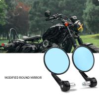 China Blue Large Circular Handle Mirror 22MM Motorcycle Rearview Mirror Motorcycle Universal Accessories Motorcycle Modification Parts for sale