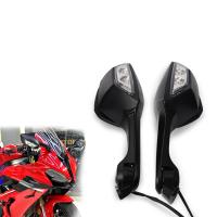 China High Quality Black Universal Rearviews Motorcycles Side View Mirror With LED Turn Light Signals for sale