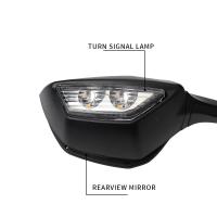 China High Quality Black Universal Rearviews Motorcycles Side View Mirror With LED Turn Light Signals for sale