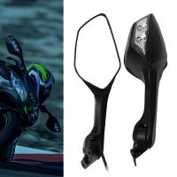 China High Quality Black Universal Rearviews Motorcycles Side View Mirror With LED Turn Light Signals for sale
