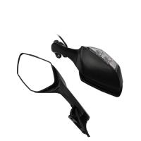 China High Quality Black Universal Rearviews Motorcycles Side View Mirror With LED Turn Light Signals for sale