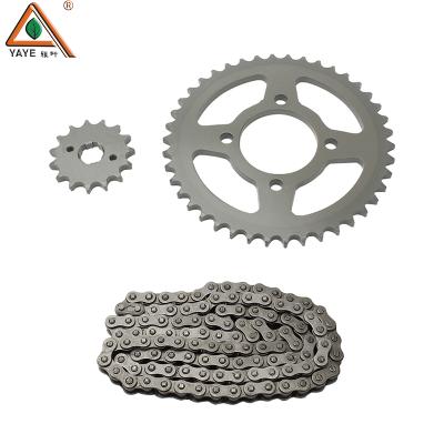 China YAYE CG125 CG150 CG200 Motorcycle Parts High Quality Steel  428-116L 38T 15T Motorcycle Chain and Sprocket Kits for sale