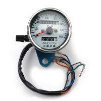 China New Retro Modified 12v Three Light Two Mileage LED Digital Instrument Display Waterproof Motorcycle Speedometer for sale