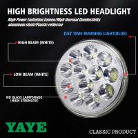 China YAYE Front Driving Light 5-3/4 5.75 Inch GN125 12 LED Accessory White High Low Beam Blue DRL Motorcycle Headlight for sale