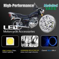 China YAYE Front Driving Light 5-3/4 5.75 Inch GN125 12 LED Accessory White High Low Beam Blue DRL Motorcycle Headlight for sale