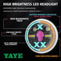 China YAYE 5.75 Inch GN125 LED Accessory Red Skull Motorcycle High Low Beam DRL Headlight with Optical Lens for sale