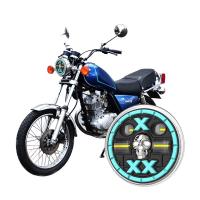 China YAYE 5.75 Inch GN125 LED Accessory Red Skull Motorcycle High Low Beam DRL Headlight with Optical Lens for sale