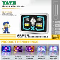 China YAYE CG125 Semi-assembly Red Skull DRL Optical Projector Lens Motorcycle LED Accessory Headlight for sale