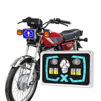 China YAYE CG125 Semi-assembly Red Skull DRL Optical Projector Lens Motorcycle LED Accessory Headlight for sale