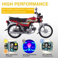 China YAYE CD70 CG125 Semi-assembly Red Skull DRL Optical Projector Lens Motorcycle LED Accessory Headlight for sale