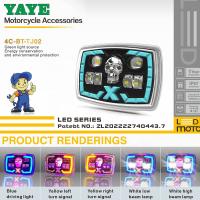 China YAYE CD70 CG125 Semi-assembly Red Skull DRL Optical Projector Lens Motorcycle LED Accessory Headlight for sale