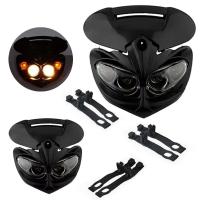 China Dual LED Headlamp for Motorbikes and ATV 12V Plastic Front Fairing Lamp for Dirt Pit Bikes and Lo Beam Motorbike Headlight for sale