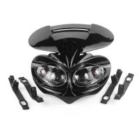 China Dual LED Headlamp for Motorbikes and ATV 12V Plastic Front Fairing Lamp for Dirt Pit Bikes and Lo Beam Motorbike Headlight for sale